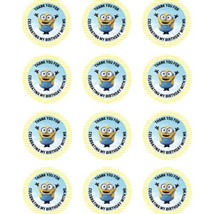 Editable Minions Birthday Thank You Tags, Instant Download, Custom Gift ...