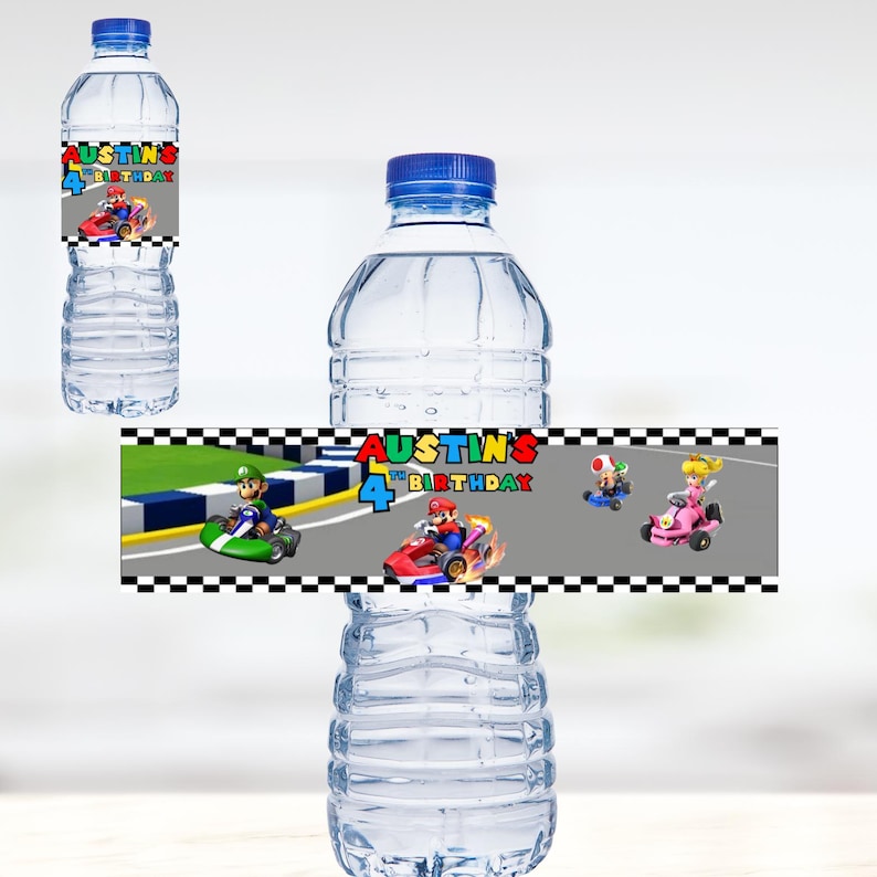 Editable Mario Kart Birthday Water Bottle Label, Instant Download ...