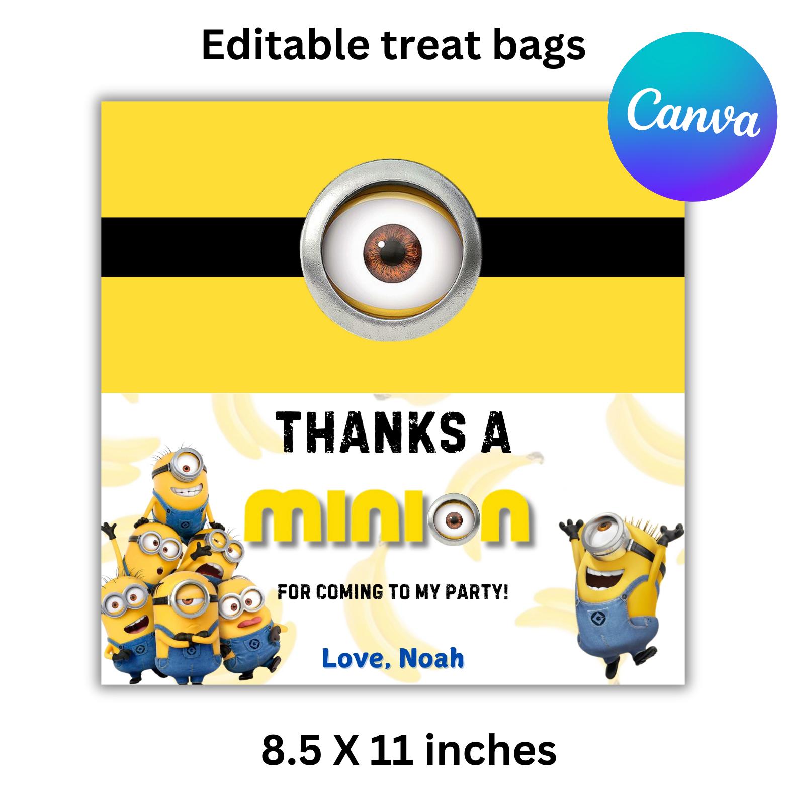 Editable Minions Birthday Treat Bags, Instant Download, Custom Gift ...