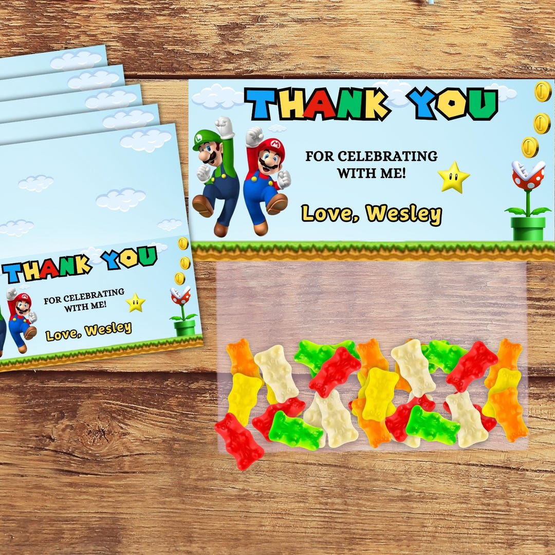 Editable Mario Bros Birthday Treat Bags, Instant Download, Custom Gift ...
