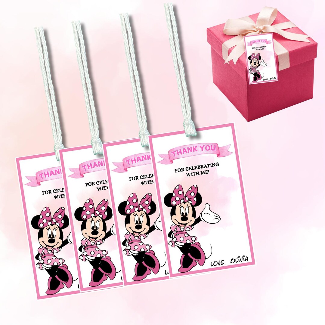 Editable Minnie Mouse Birthday Thank You Tags, Instant Download, Custom ...