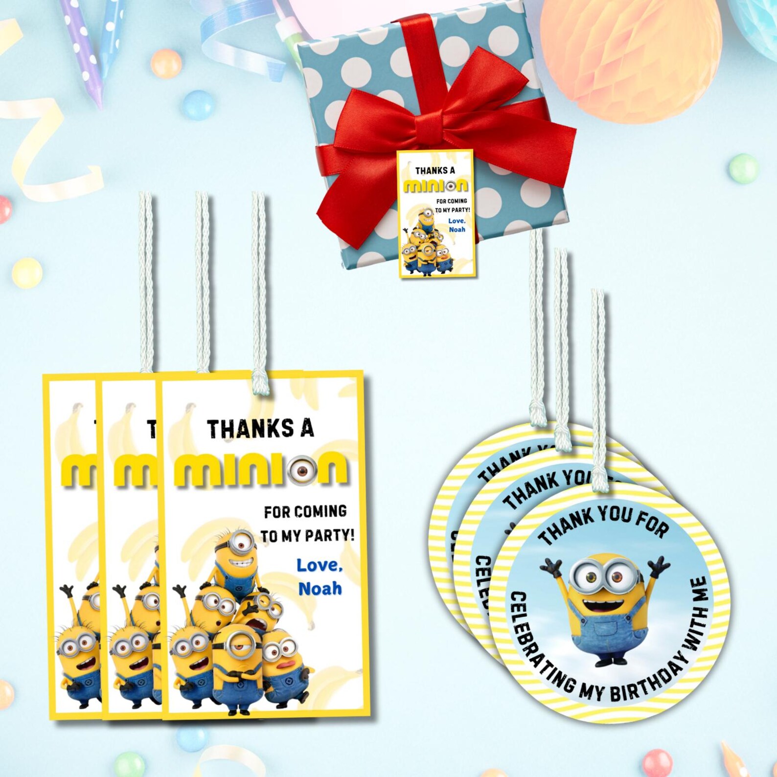 Editable Minions Birthday Thank You Tags, Instant Download, Custom Gift ...