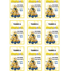 Editable Minions Birthday Thank You Tags, Instant Download, Custom Gift ...