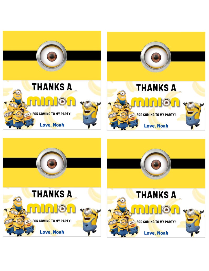 Editable Minions Birthday Treat Bags, Instant Download, Custom Gift ...