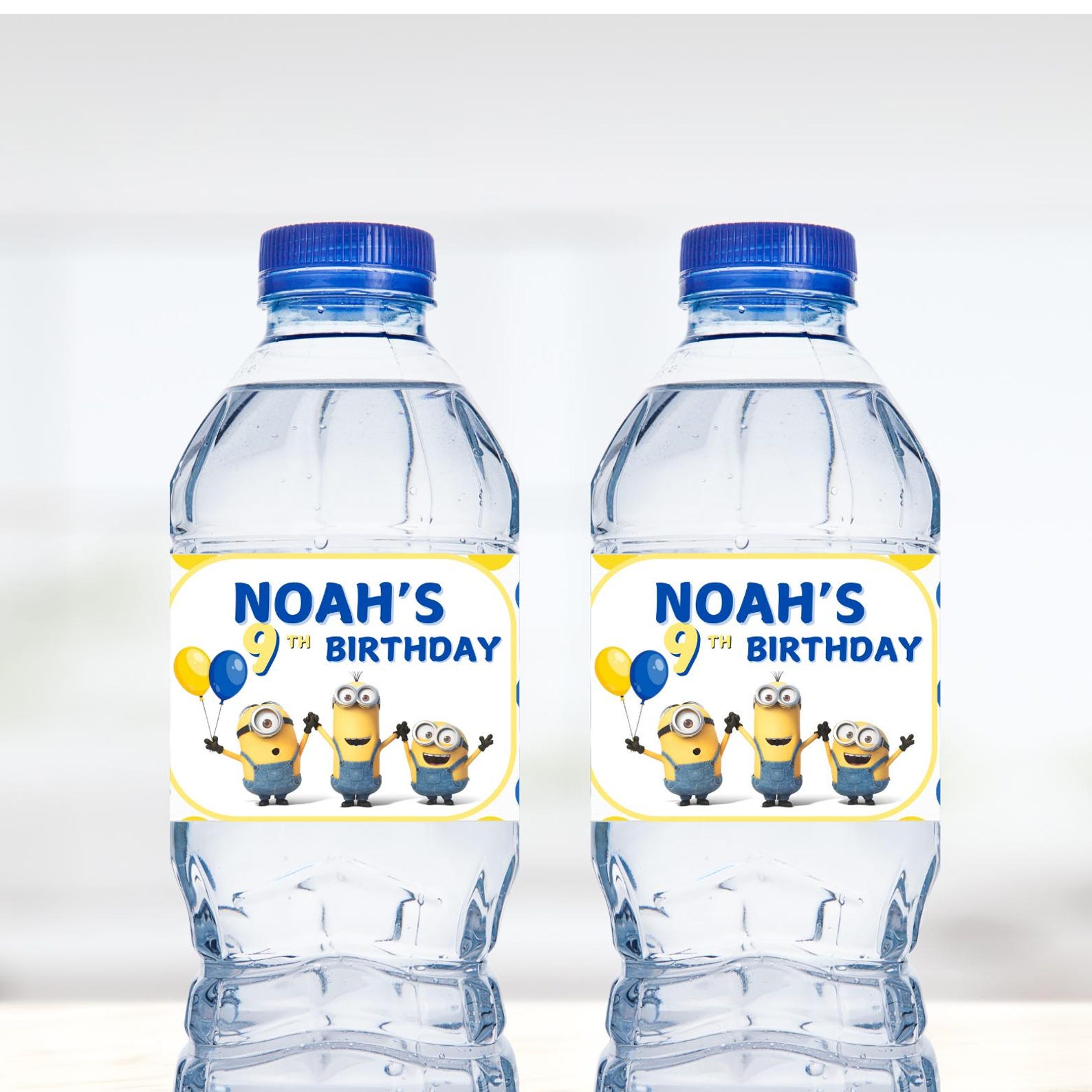 Editable Minions Birthday Water Bottle Label, Instant Download, Custom ...