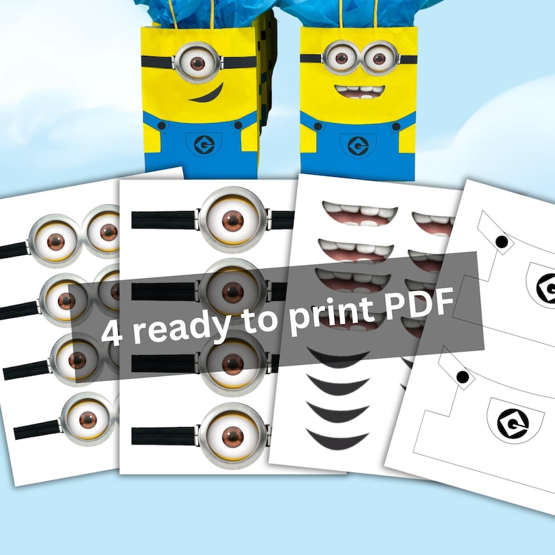 Minions Birthday Gift Bag, Instant Download, Editable Digital Party ...