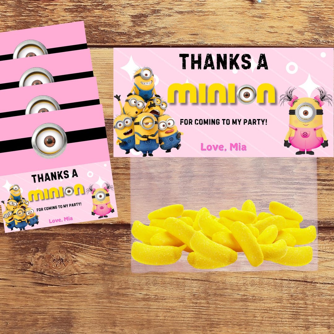 Editable Minions Girl Birthday Treat Bags, Instant Download, Custom ...