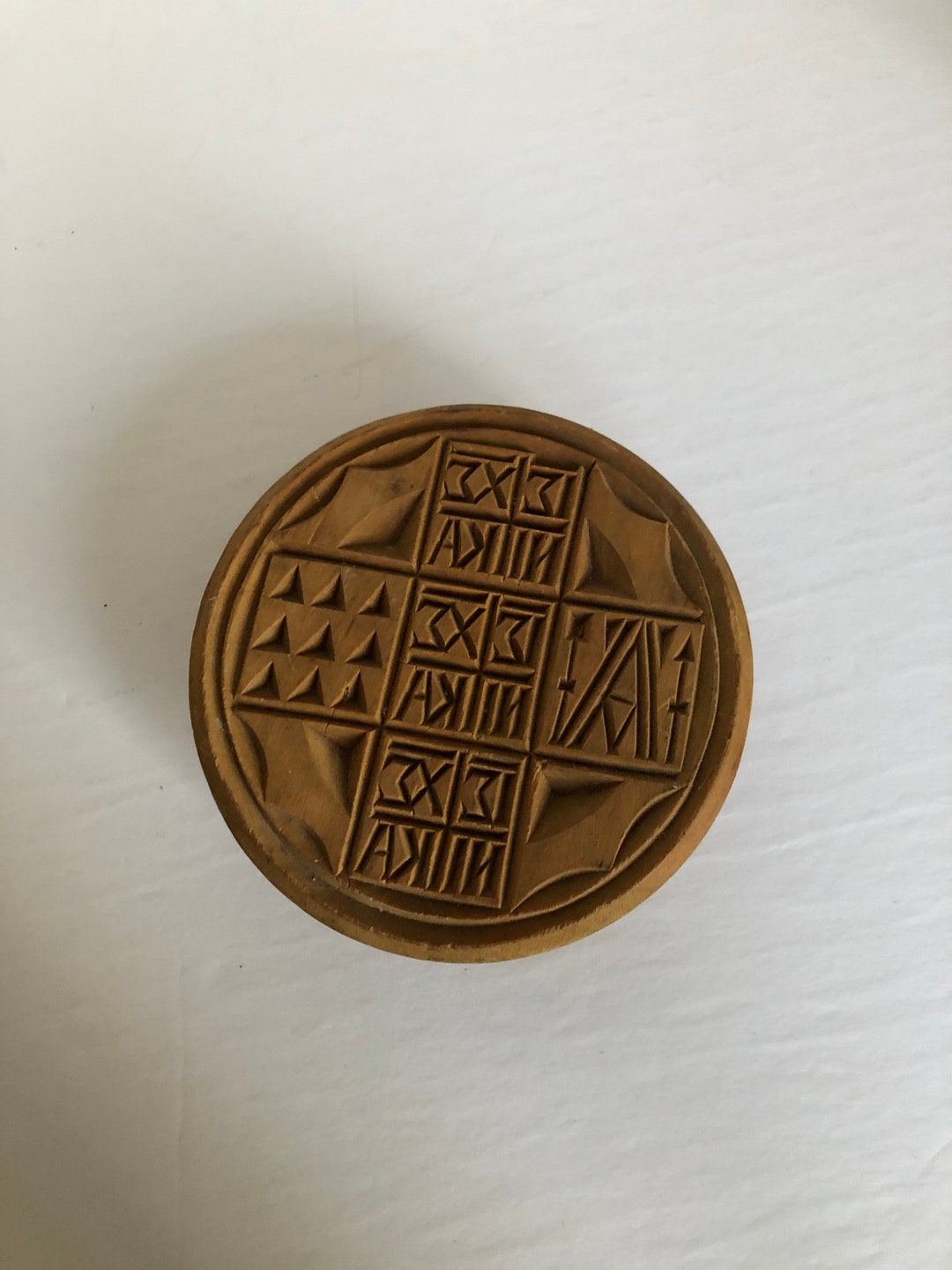 Vintage Wooden Religious Bread Stamp Seal Used for Sacred Altar Bread ...