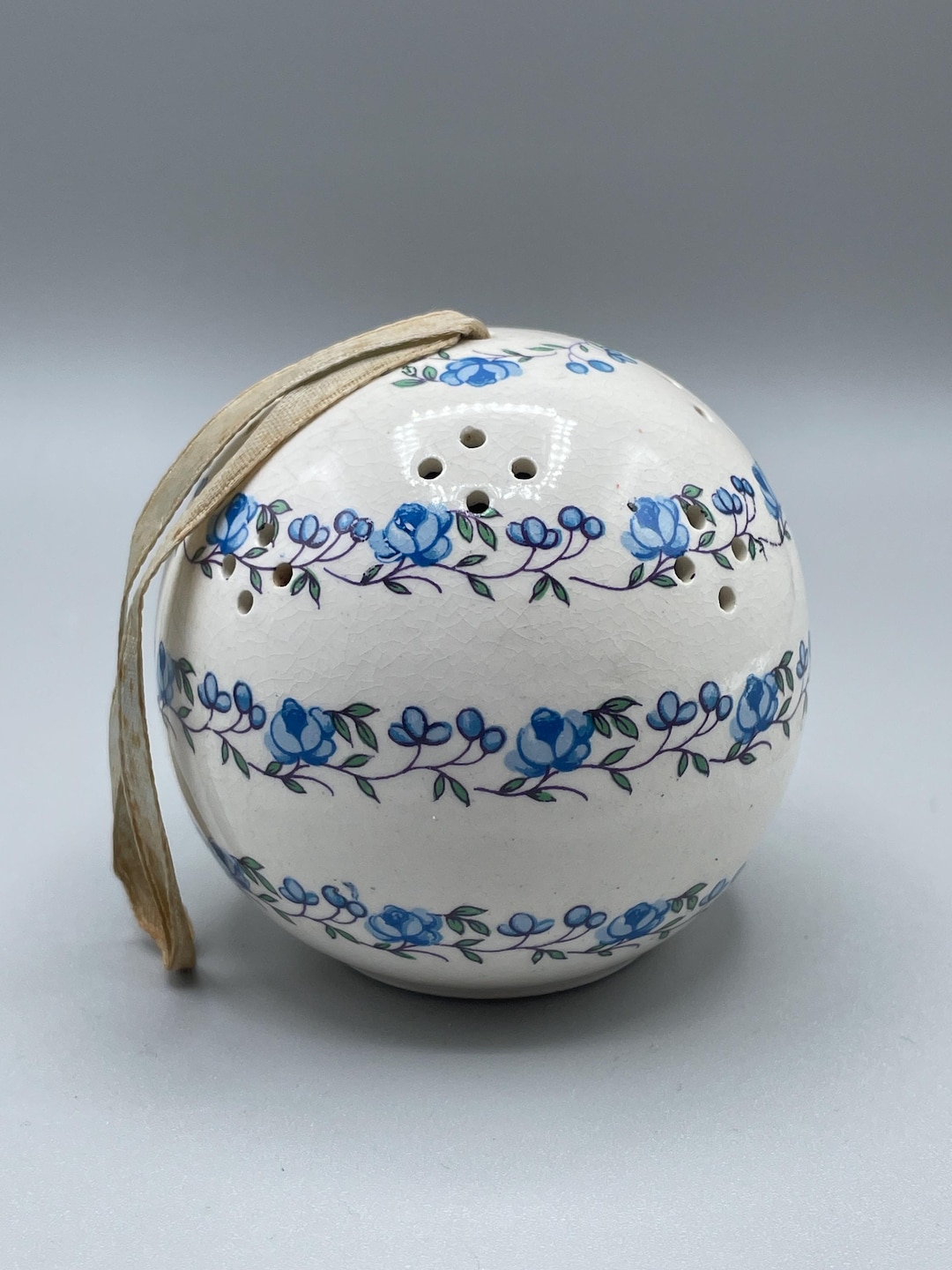 Vintage Potpourri Pomander Scentomander Ceramic Ball With Floral Motif ...
