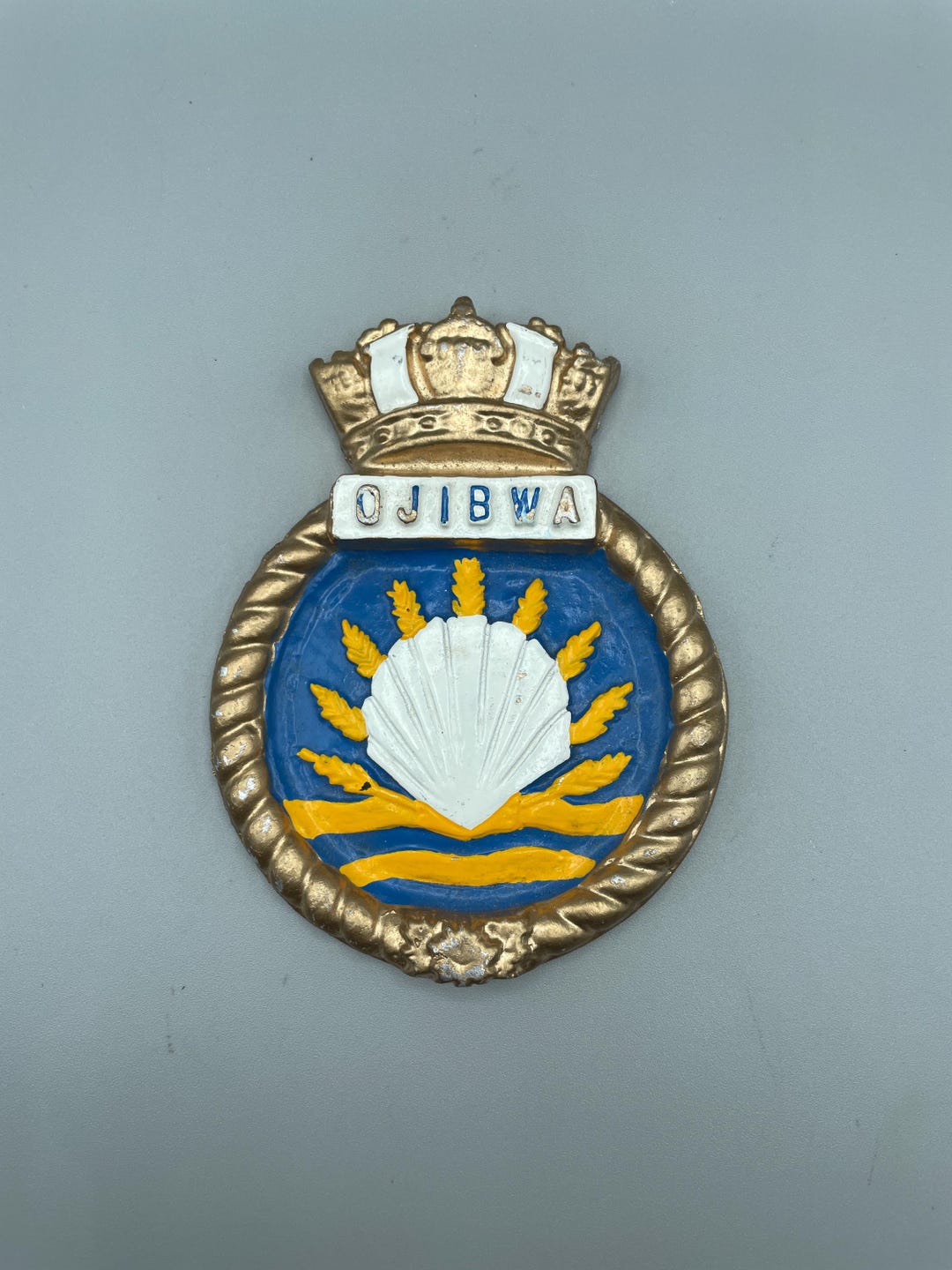 Vintage HMCS Ojibwa TAMPION Ships Crest Oberon Class Cold War Submarine ...