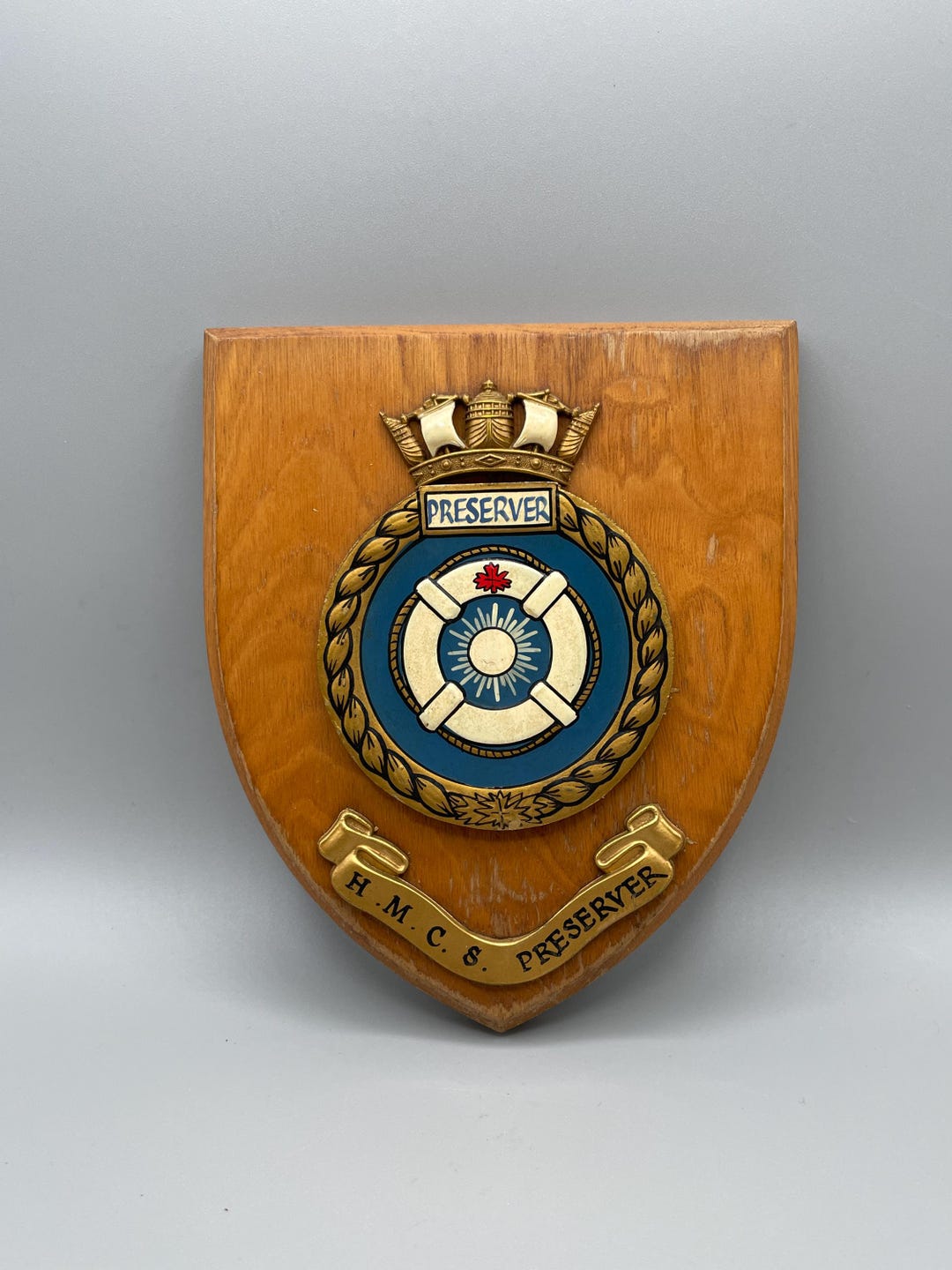 Vintage HMCS Preserver Ships Crest Protecteur Class Auxiliary ...