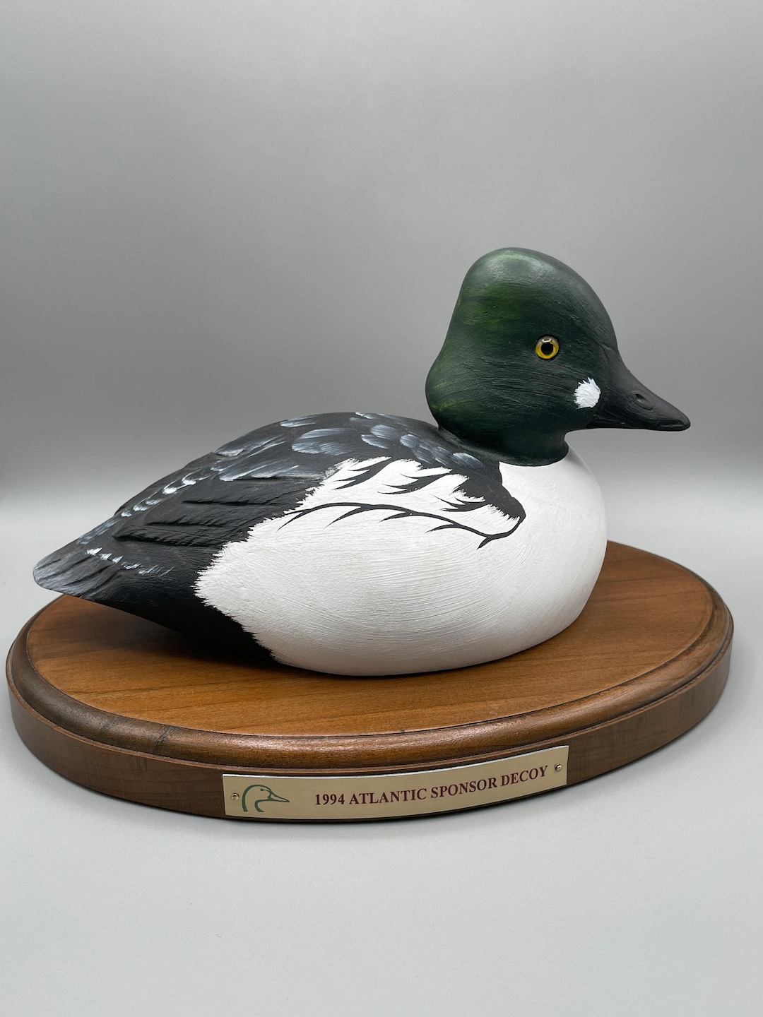 Vintage Decoy Common Goldeneye Sea Duck Carving Signed by Allan Taylor 1994 Atlantic Sponsor ...