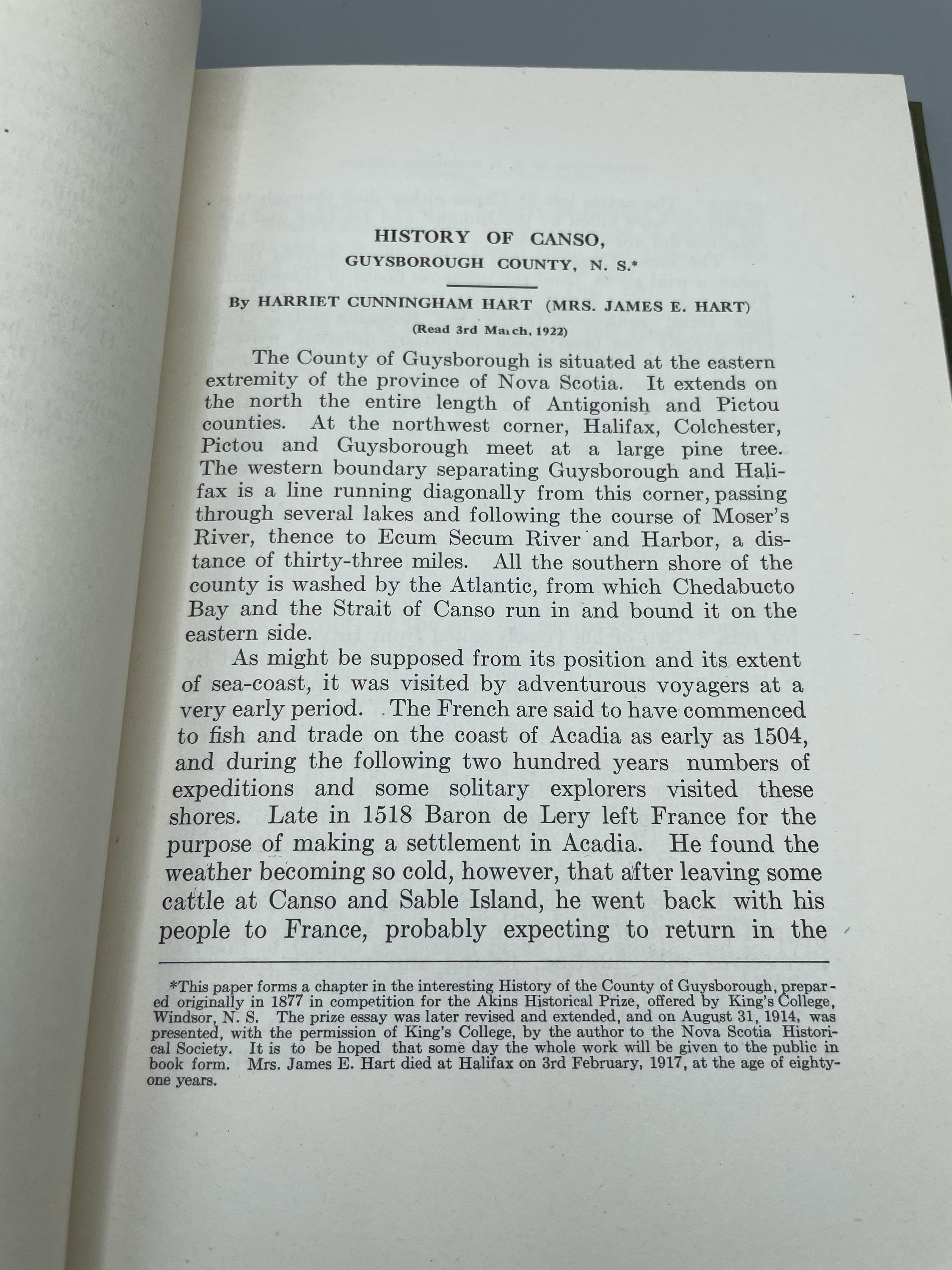 Collections Nova Scotia Historical Society 1927 Contents Include ...