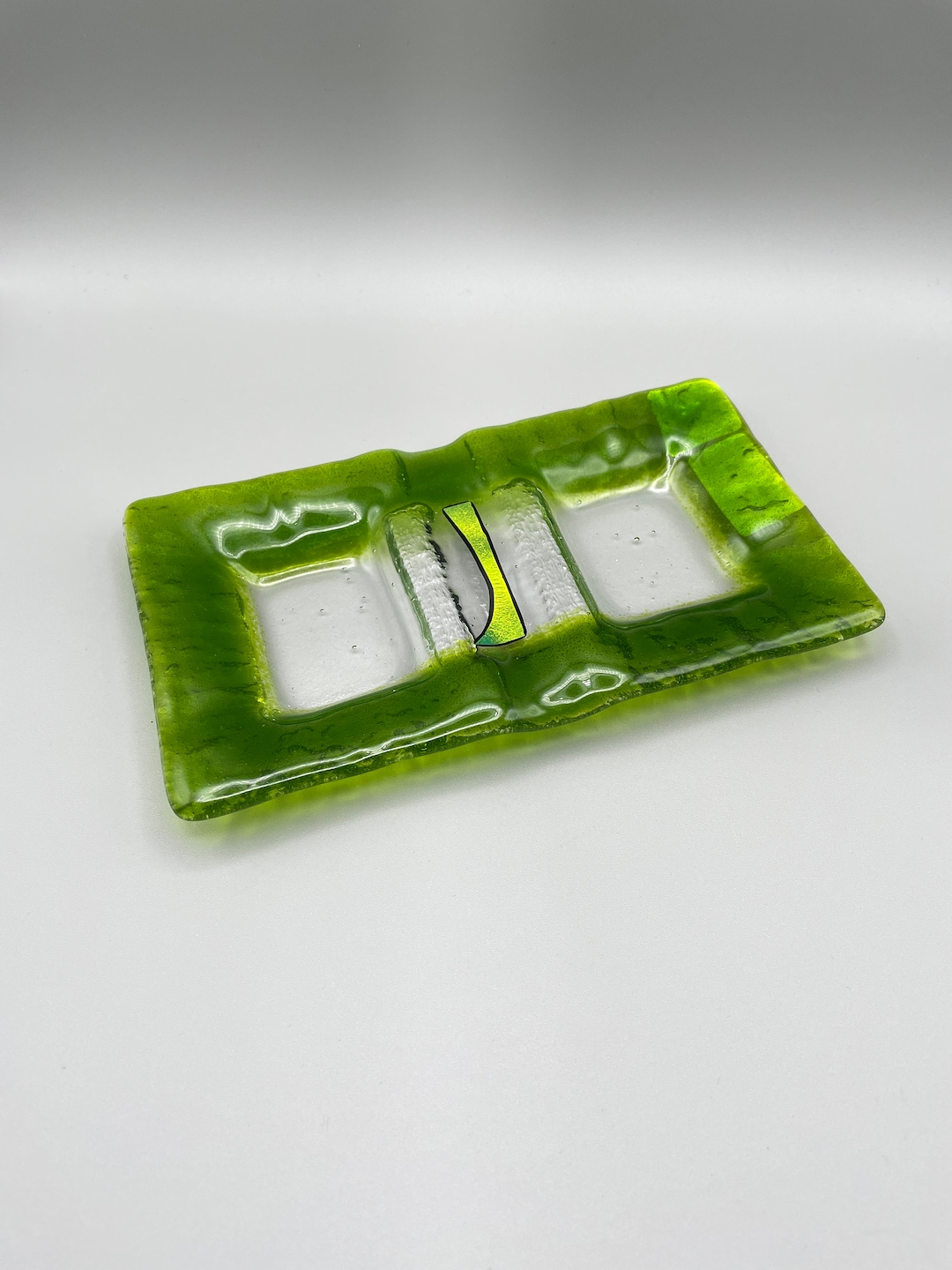Fused Green Glass Small Serving Tray Handcrafted by Paul Palango of ...