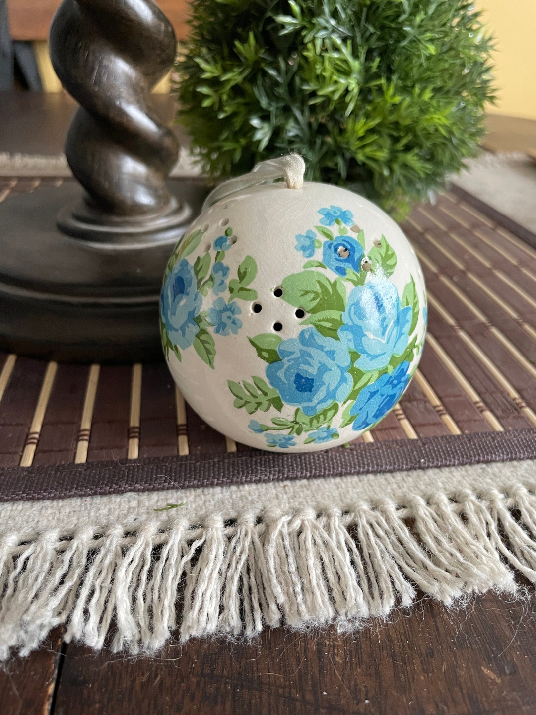 Vintage Potpourri Pomander Scentomander Ceramic Ball With Floral Motif ...