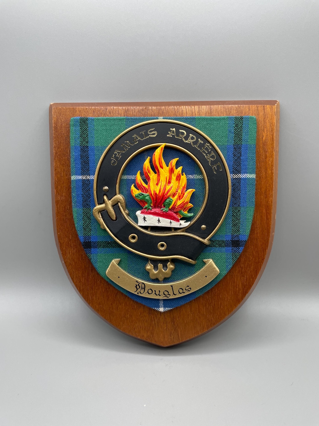 Vintage Clan Douglas Coat of Arms Shield Crest With Tartan and Motto ...