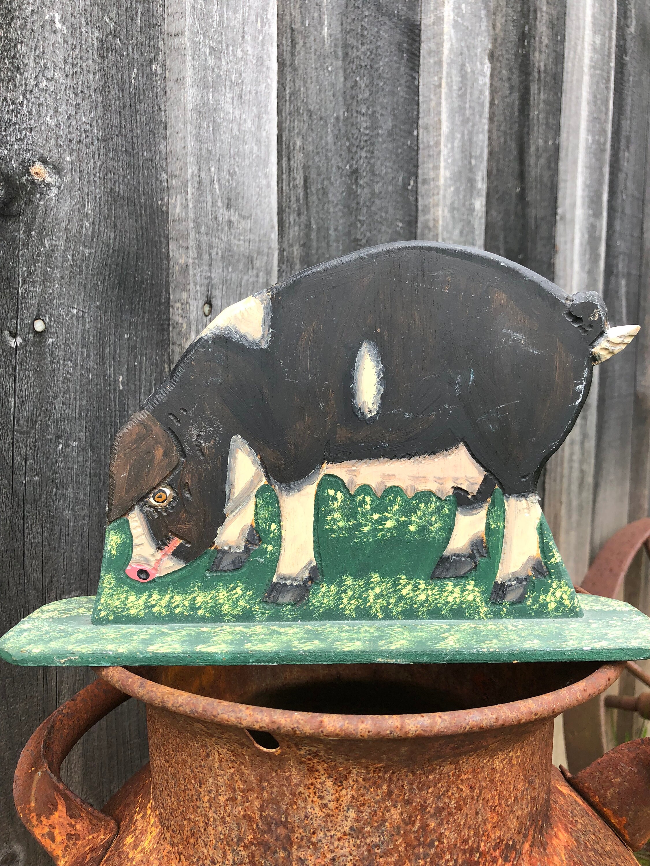 Folk Art PIG by Menno Shirk of Lancaster, Pennsylvania Signed, Hand ...