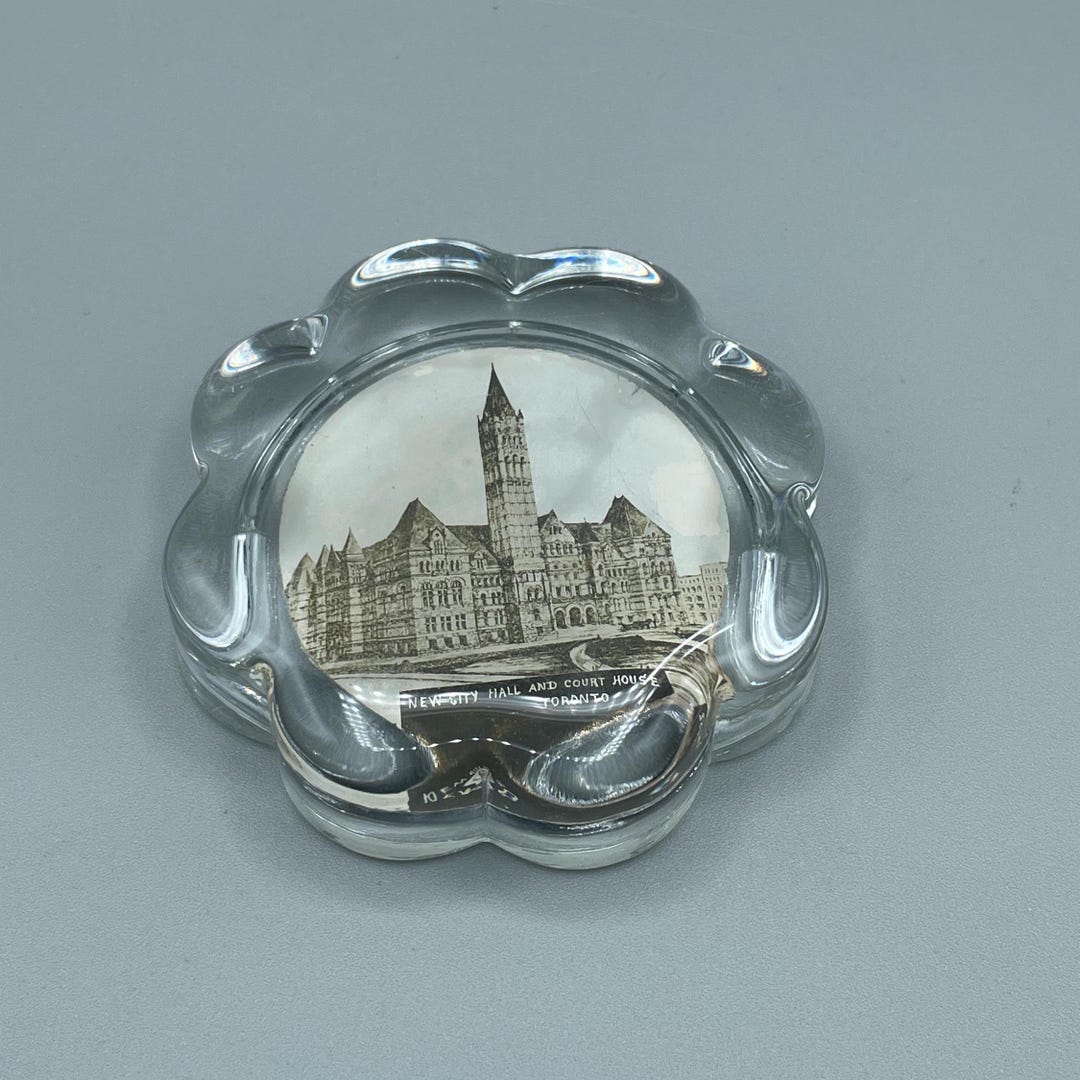 Antique Glass PAPERWEIGHT With Real Photo of New City Hall and and ...