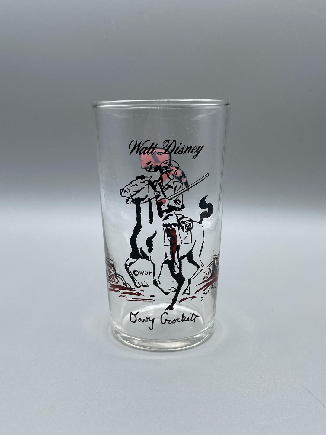 Vintage Walt Disney Davey Crockett Number 7 Drinking Glass Tumbler ...