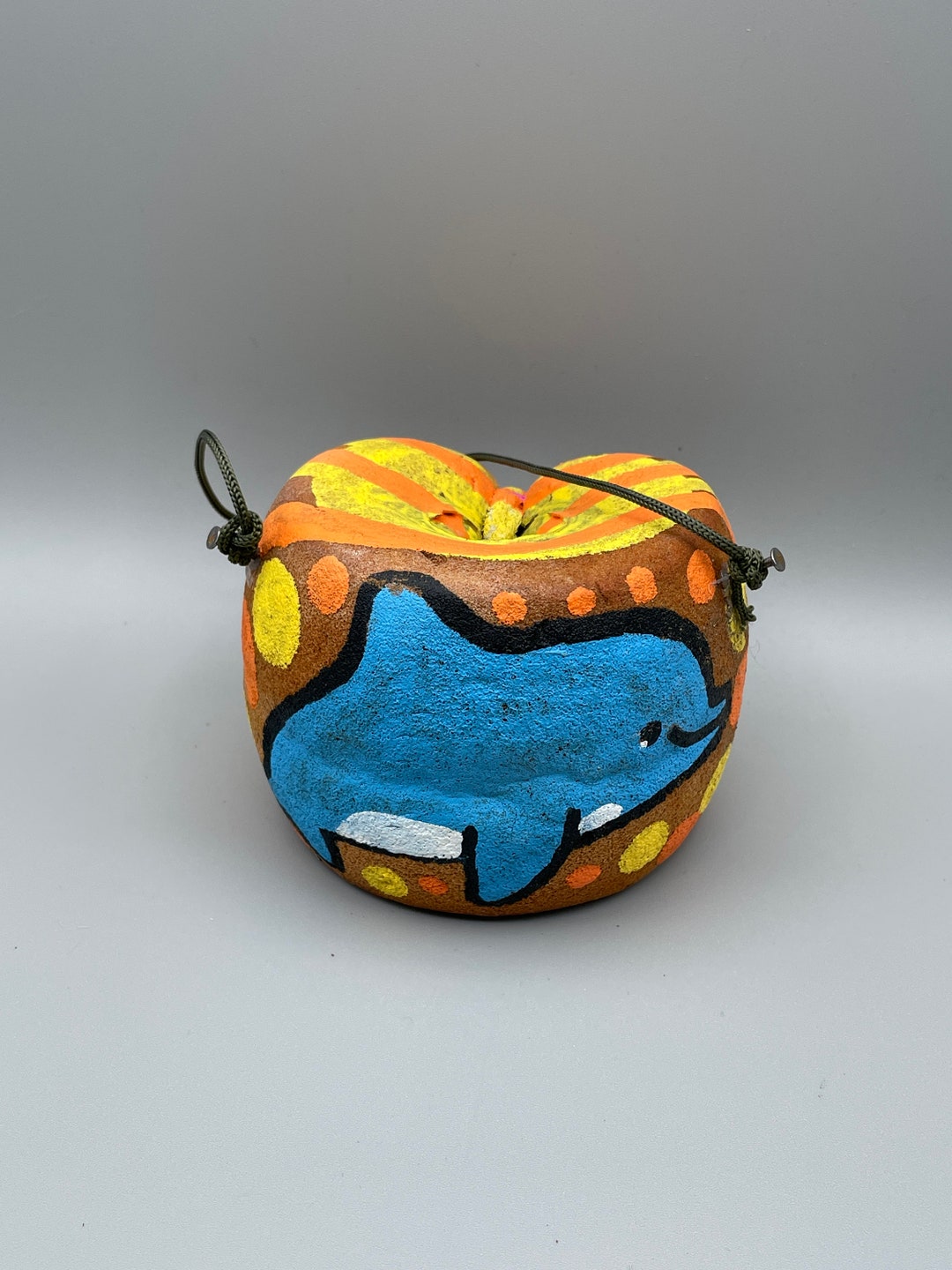 Nova Scotia FOLK ART Dolphin Painting on Reclaimed Fishing Buoy by Hika ...