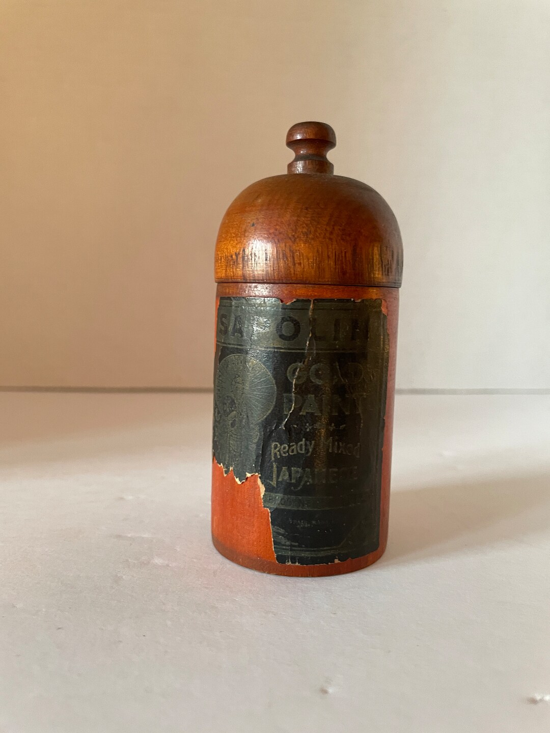 Vintage Japanese Sapolin Gold Paint RARE Wooden Bottle - Etsy