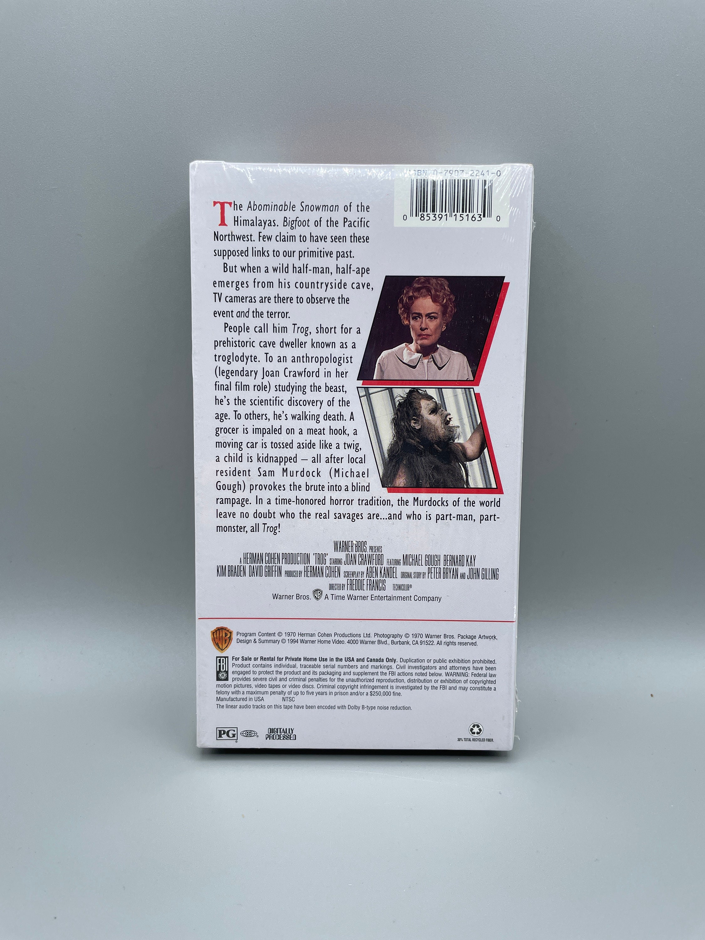 Trog 1970 Horror Movie VHS From 1994 Starring Joan Crawford, Michael ...