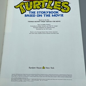Vintage 1990s Teenage Mutant Ninja Turtles TMNT Storybook Based on the ...