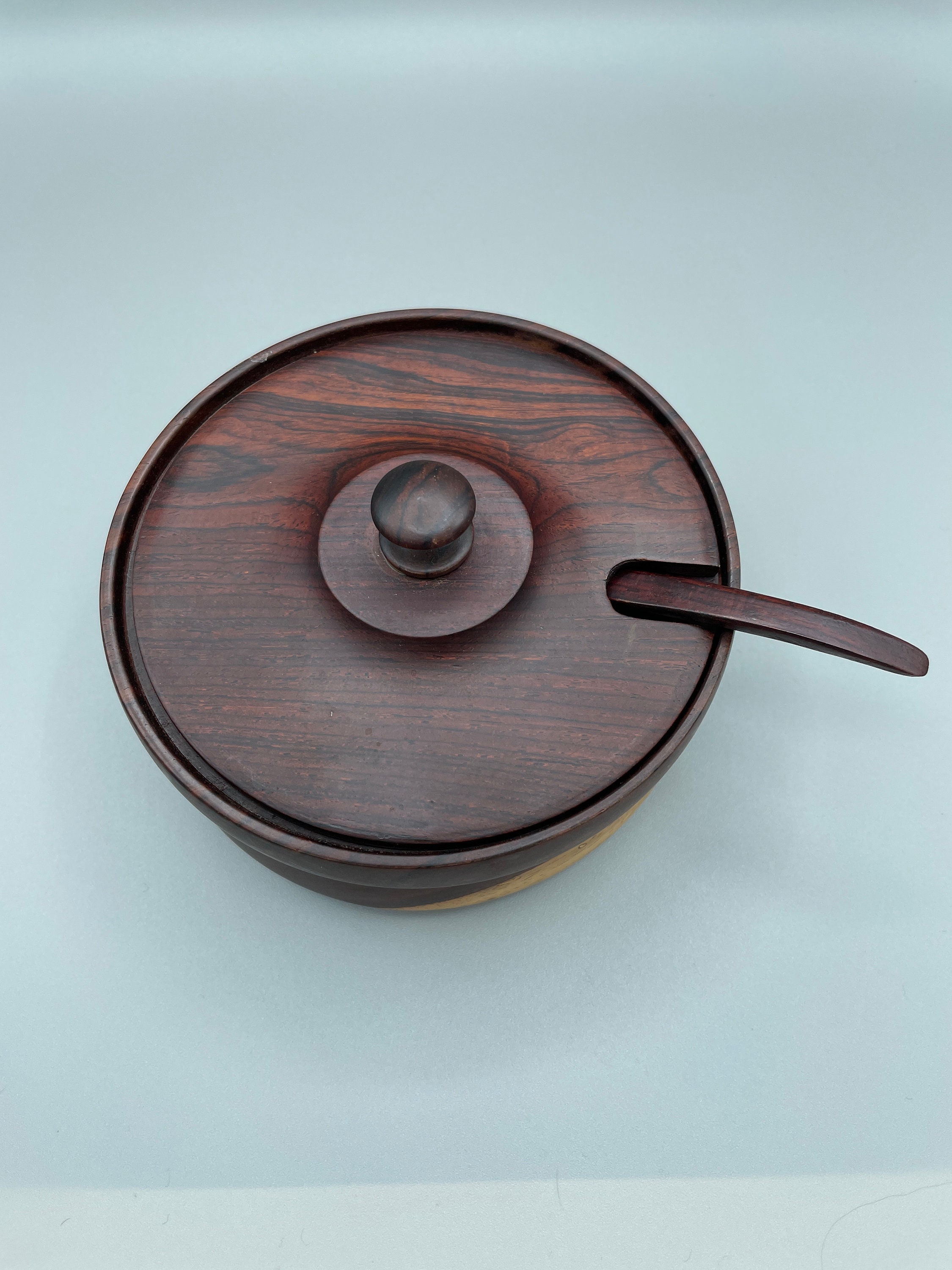 Vintage Hand Carved Wood Wooden Sugar Bowl With Lid and Spoon - Etsy