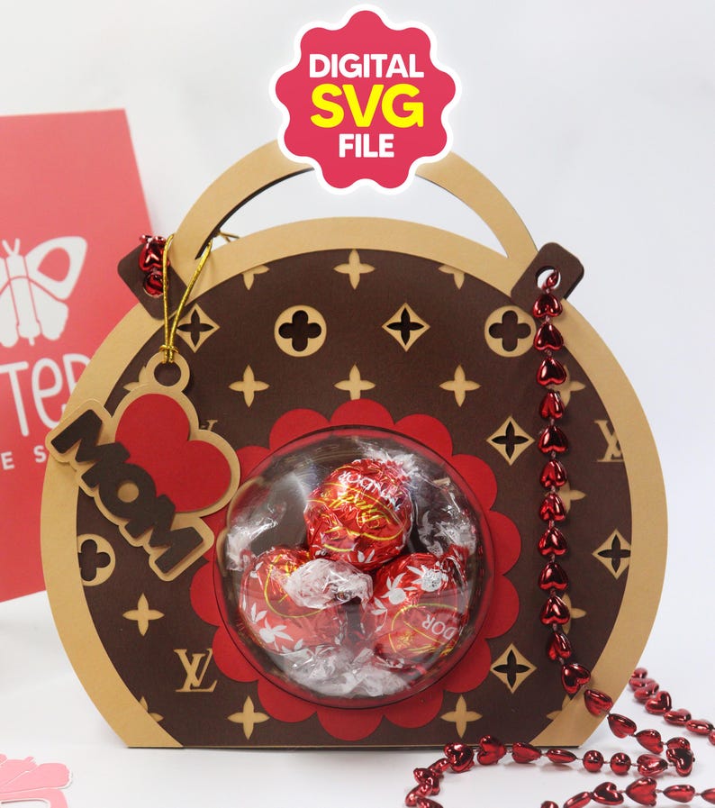 Cut File Mother’s Day Candy Holder SVG – Fancy Purse Gift Box Dome Size ...