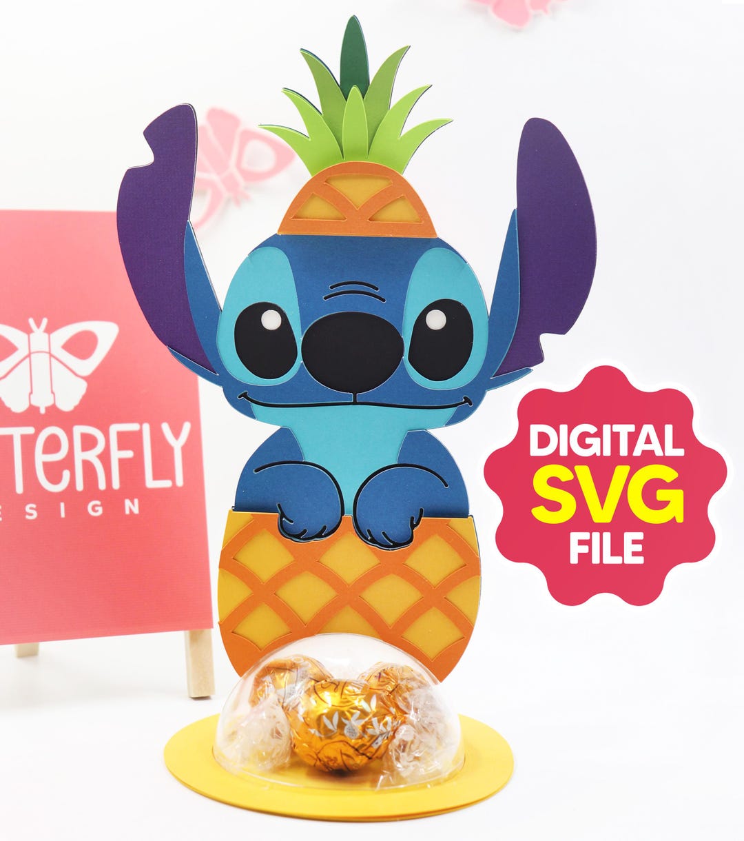 Cute Blue Alien Pineapple Candy Dome Holder SVG | Tropical Printable ...