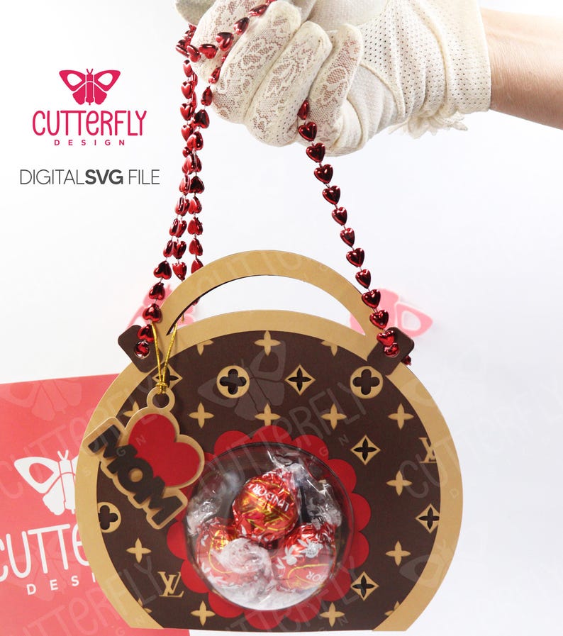 Cut File Mother’s Day Candy Holder SVG – Fancy Purse Gift Box Dome Size ...