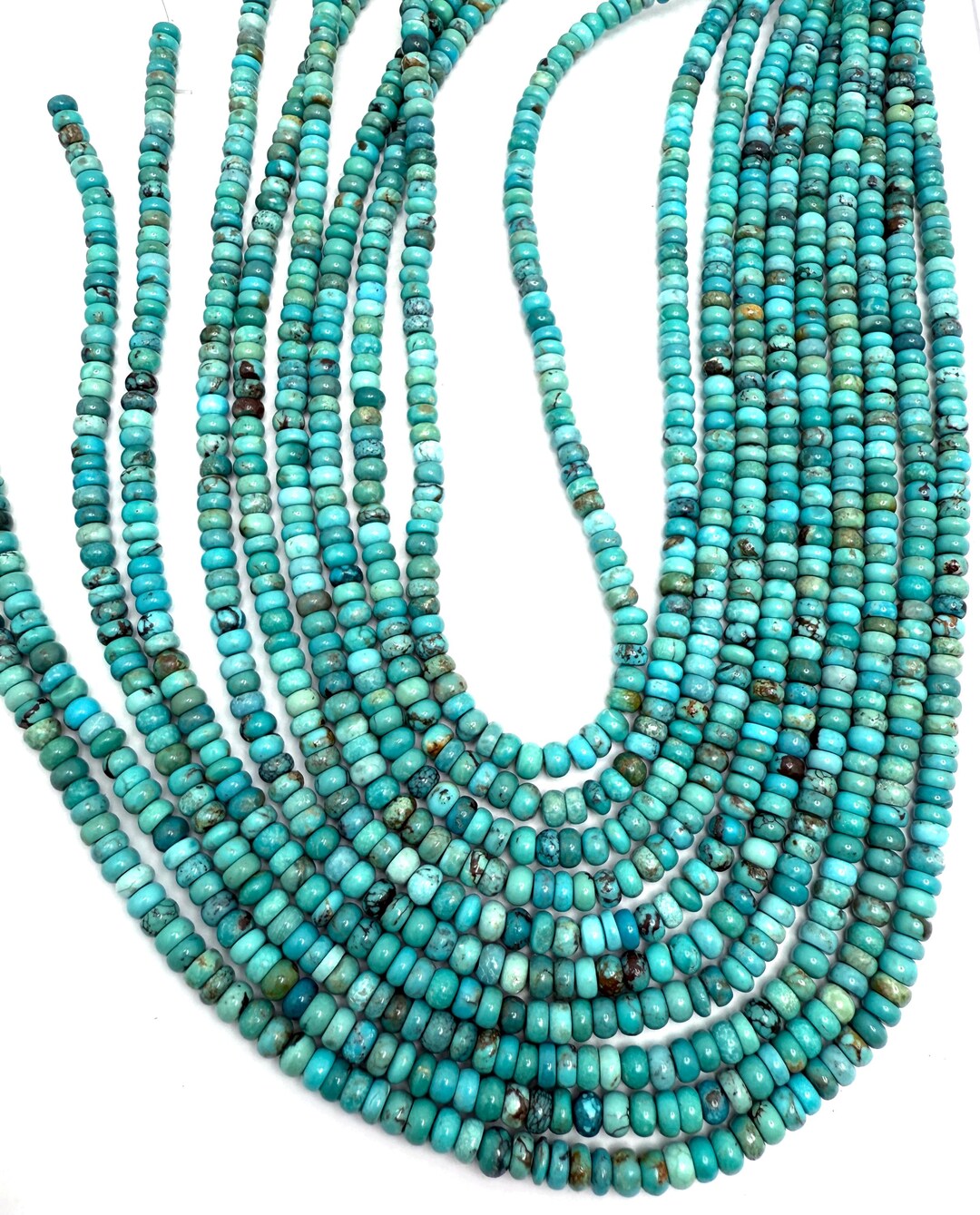 16" Strand Gorgeous Genuine 5mm Blue Turquoise Rondelle Gemstone Beads ...