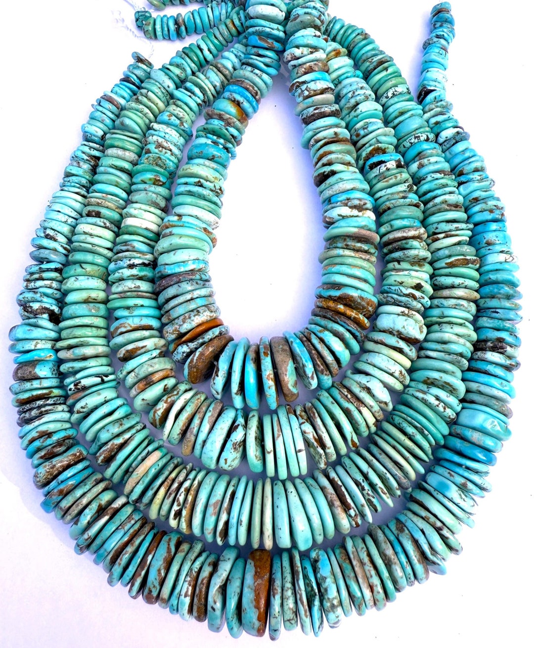 16” Strand Genuine 5-18mm Light Blue Graduated Turquoise Disc Rondelle ...