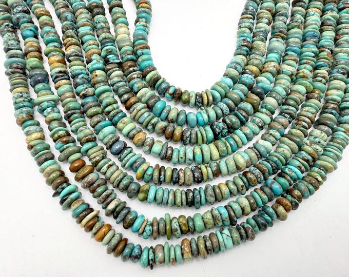 16" Strand Genuine 7-8mm Turquoise Rondelle Disc Gemstone Beads - Etsy