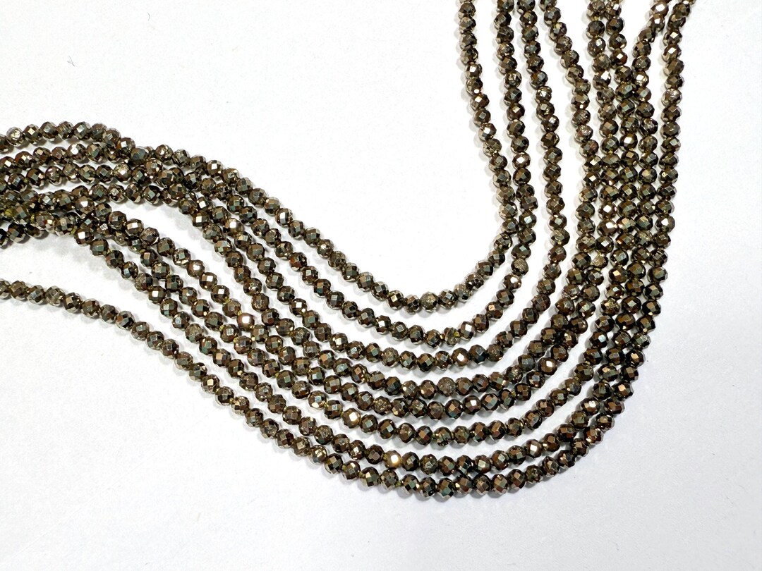 13" Strand GORGEOUS 2mm Round MICRO FACETED Pyrite Beads - Etsy