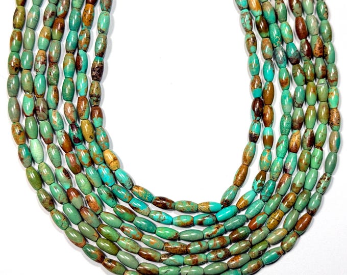 16" Strand 4x8mm Genuine Turquoise Rice Gemstone Beads - Etsy