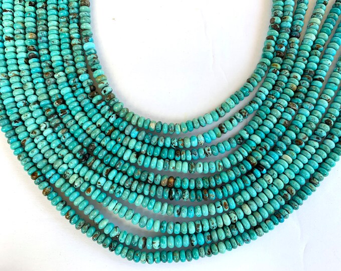 16 Strand Genuine 5mm Sky Blue Turquoise Rondelle Gemstone Beads - Etsy