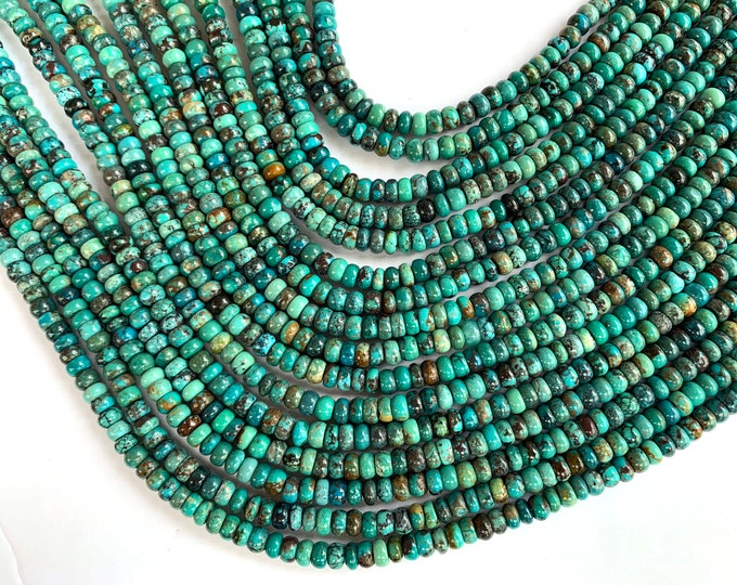 16 Strand Genuine 5mm Blue Turquoise Rondelle Gemstone Beads - Etsy