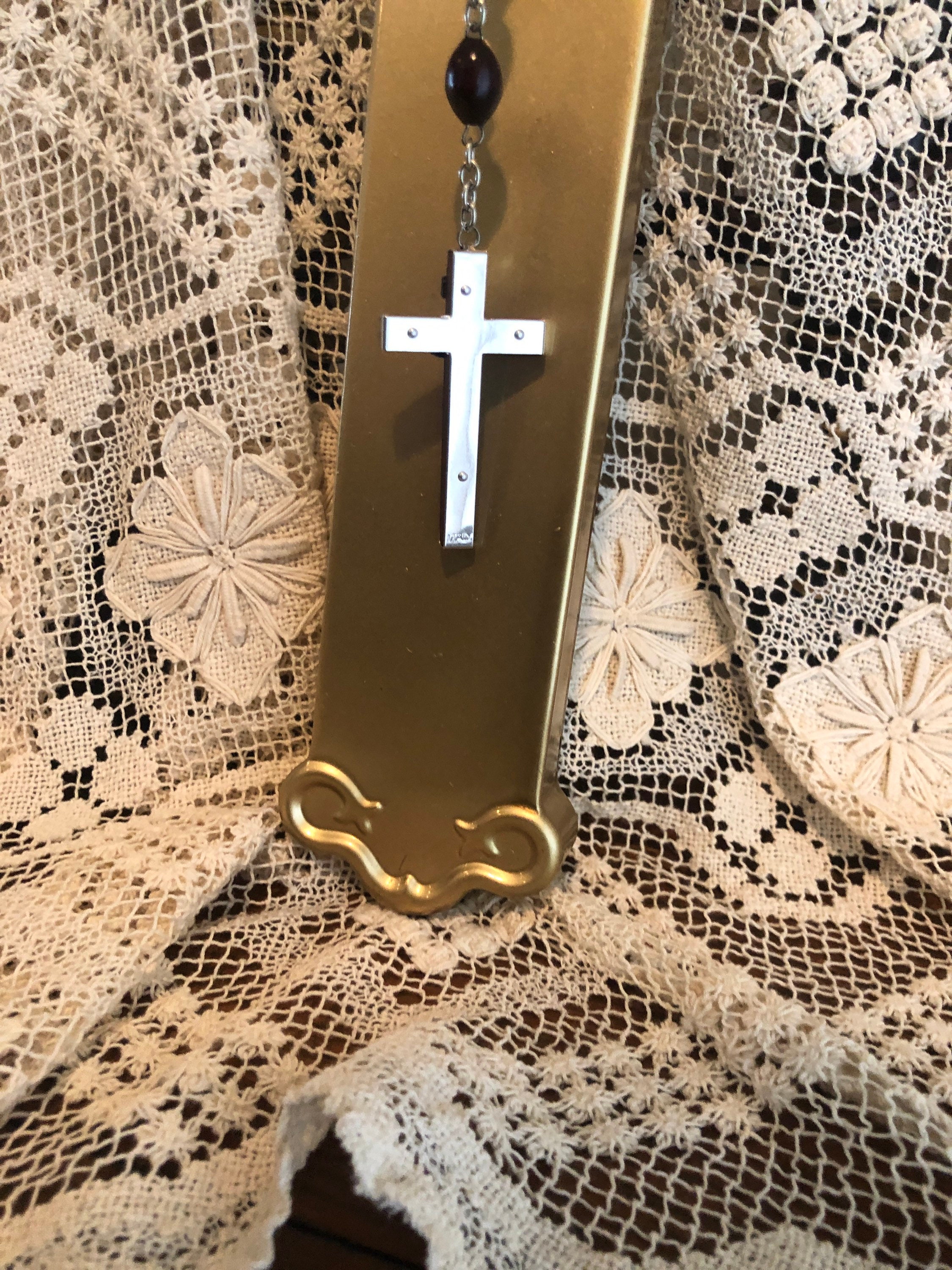 J. P Foley Crucifix W Rosary Wall Plaque Devotional Art Statue 2nd Hand ...