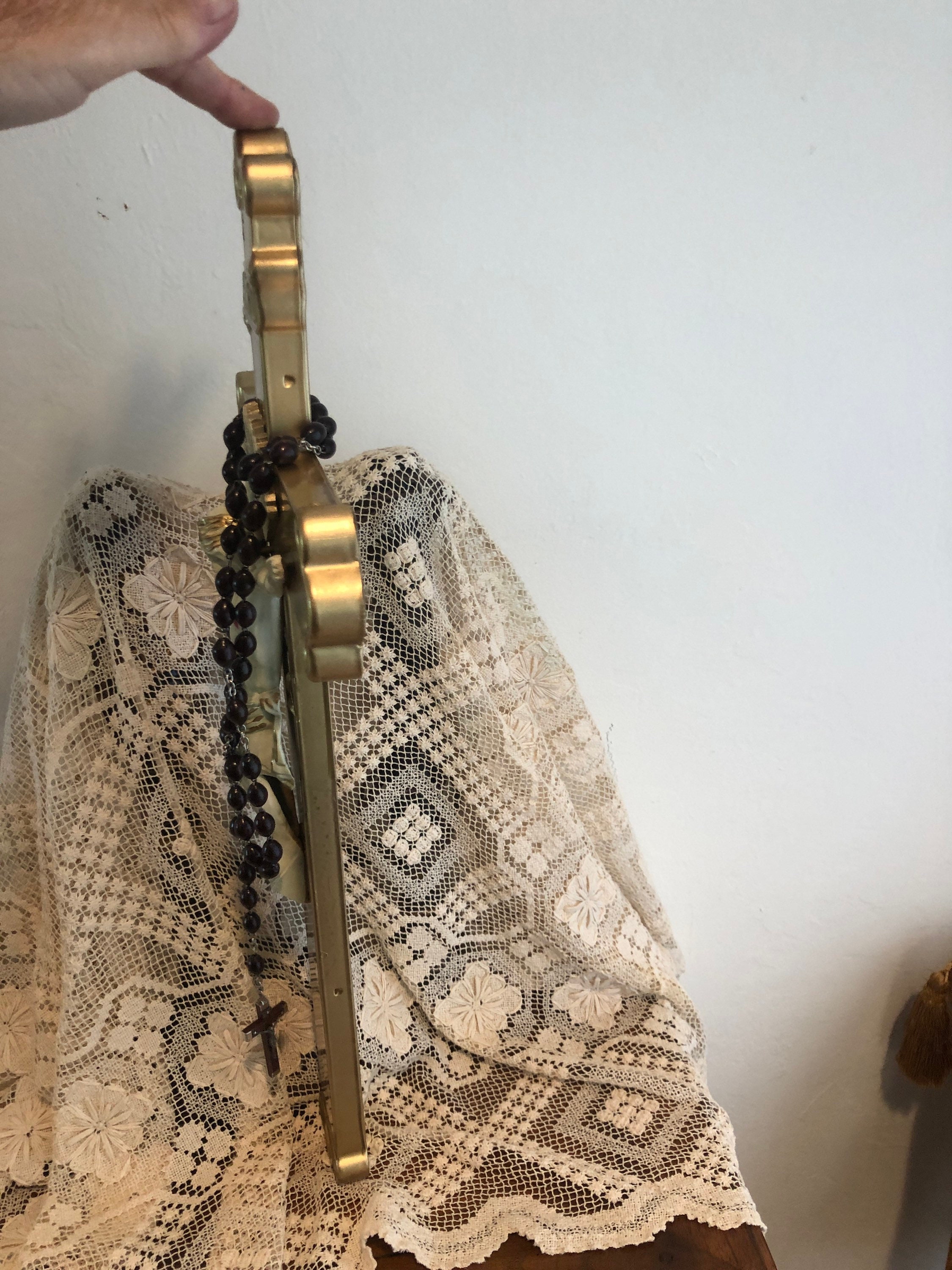 J. P Foley Crucifix W Rosary Wall Plaque Devotional Art Statue 2nd Hand ...