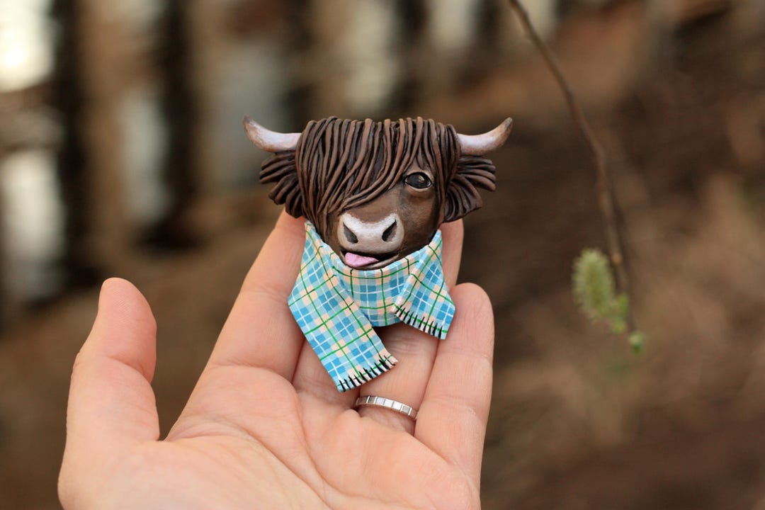 Hairy Coo Pin, Highland Cow Brooch, Cute Animal Brooch, Scottish ...