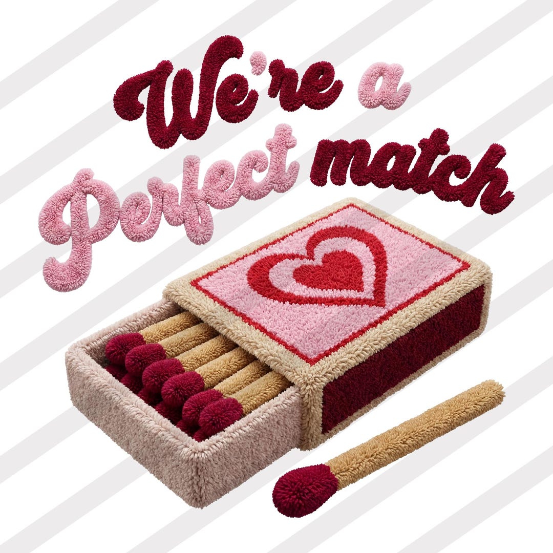 Perfect Match PNG | Valentine Matchbox Latch Hook Design Sublimation ...