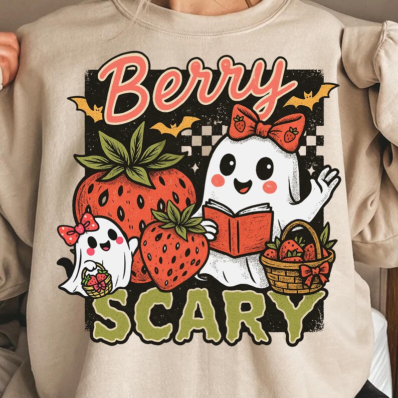 Berry Scary PNG | Cute Strawberry Ghost Design | Funny Fall Spooky ...