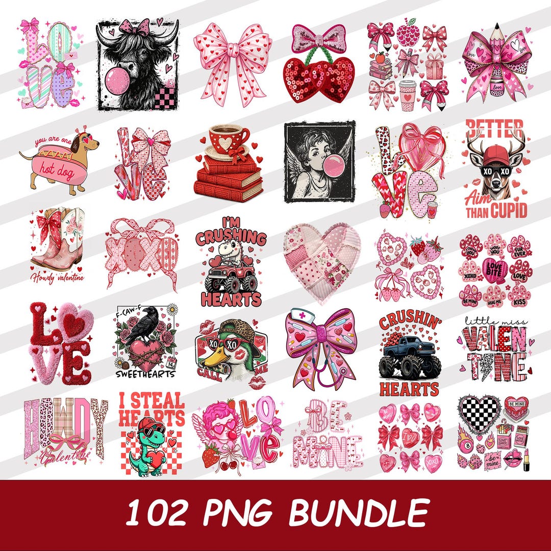 Trendy Valentines Day Mega Bundle PNG | Valentine Love Clipart Digital ...