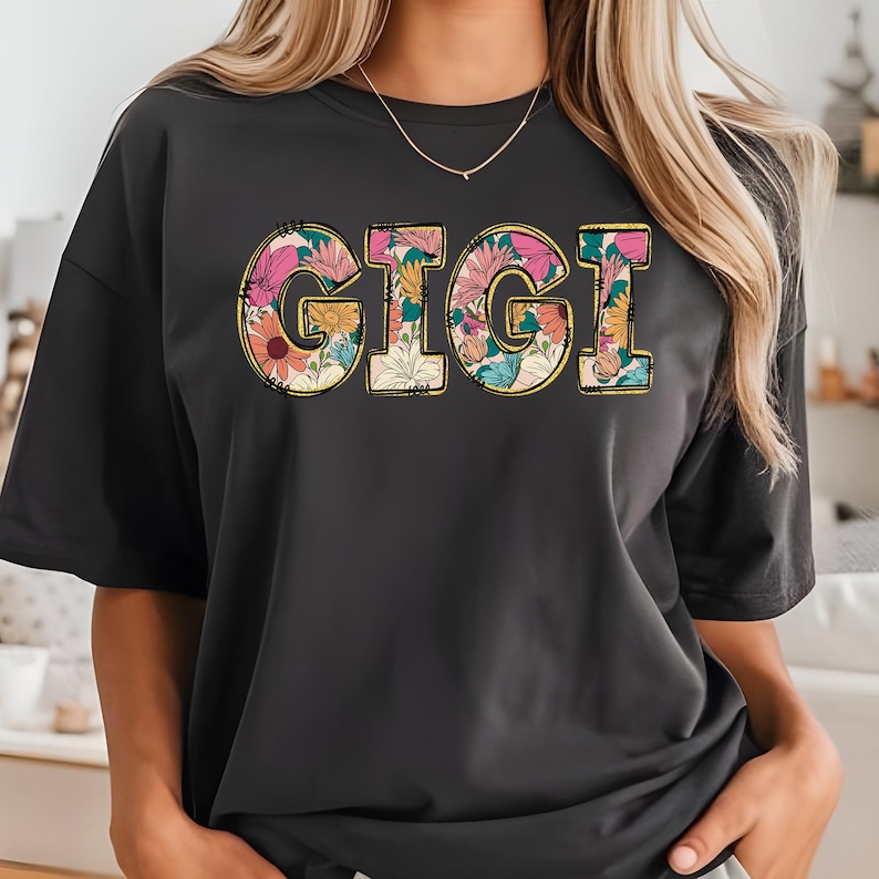 Cute Floral Gigi PNG | Glitter Gigi Design Digital Download File ...