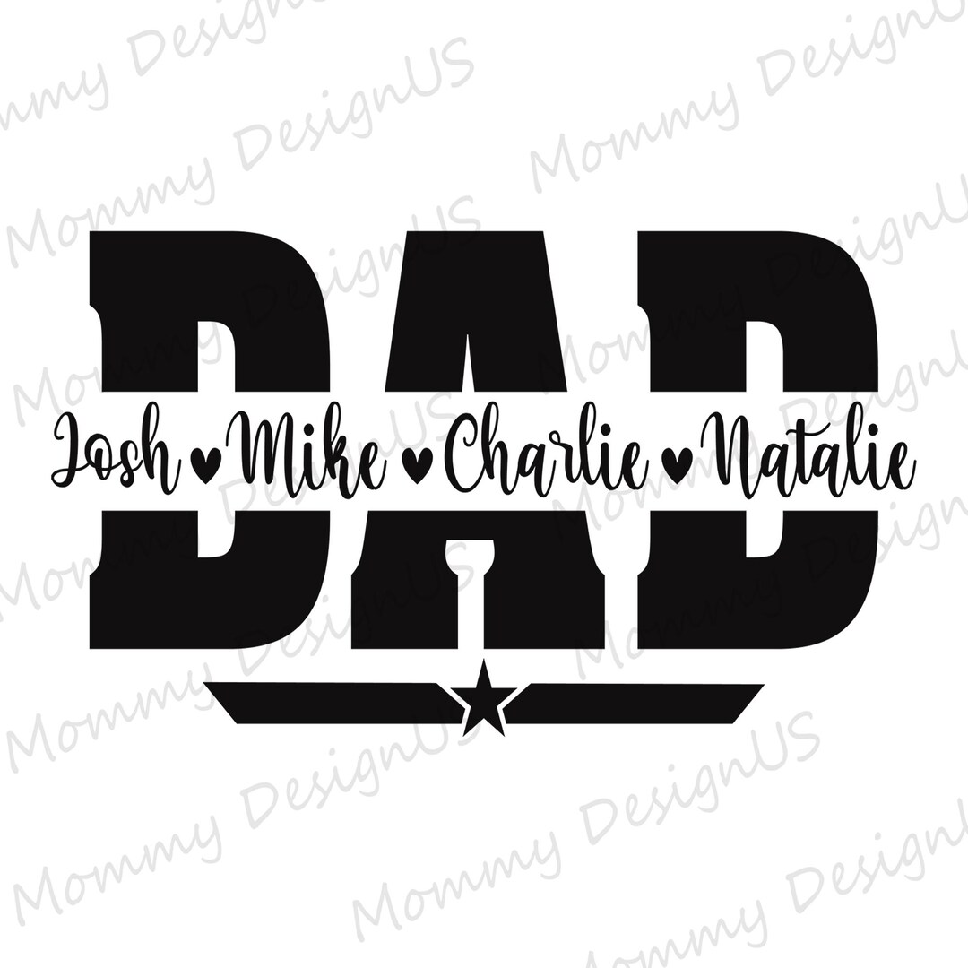 Dad Split Name Frame SVG | Personalized Dad Cut Design Digital Download ...