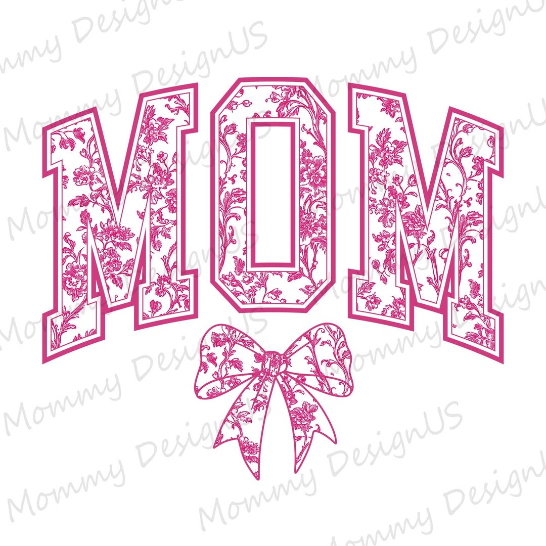 Pink Mom Chinoiserie Coquette PNG | Trendy Mama Bow Design Digital ...