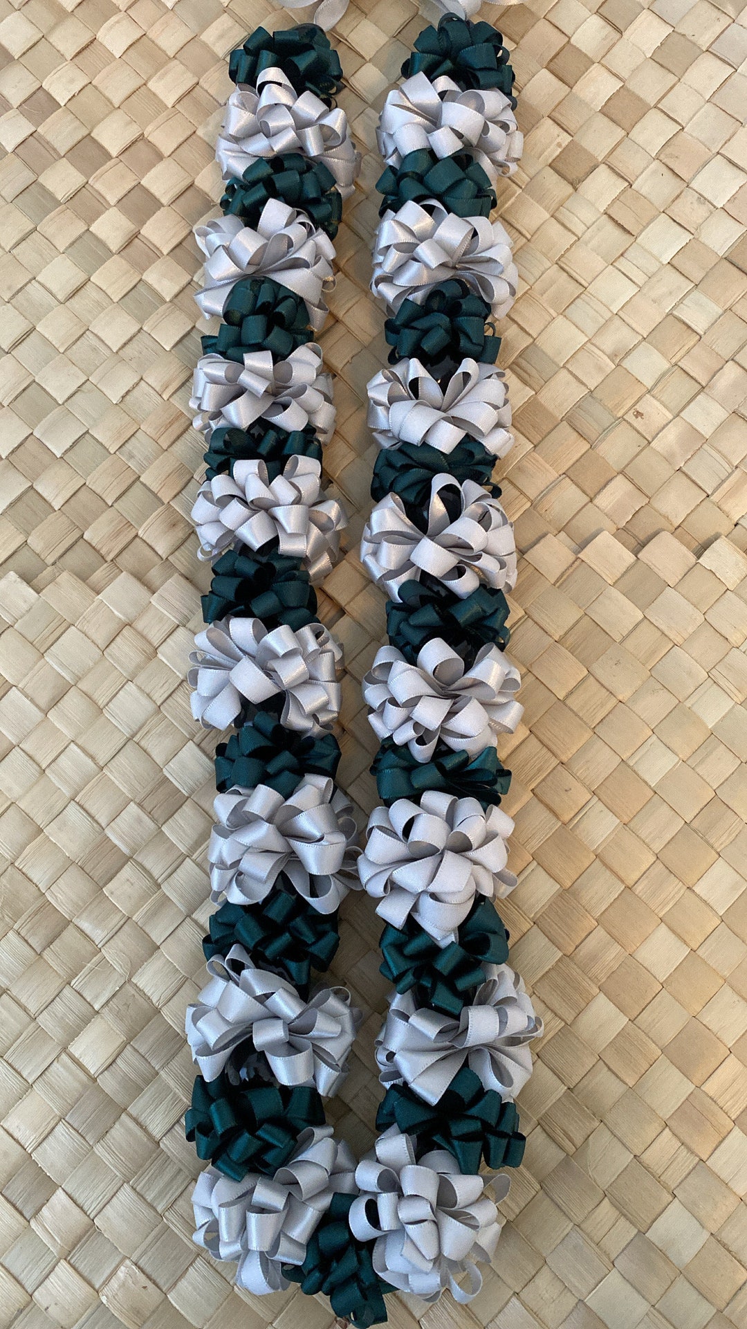 READY TO SHIP Hunter Green and Silver Hawaiian Graduation Lei Kukui ...