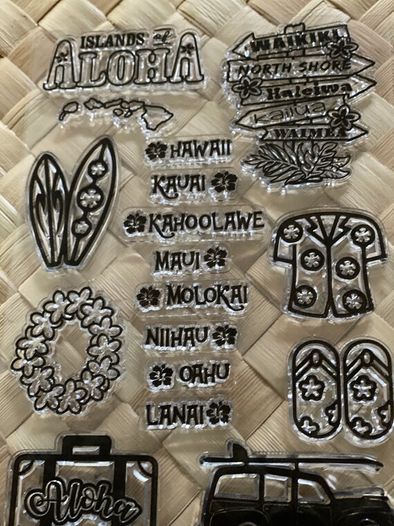 Hawaiian State of Aloha Acrylic Clear Cling Stamps Mahalo | Etsy