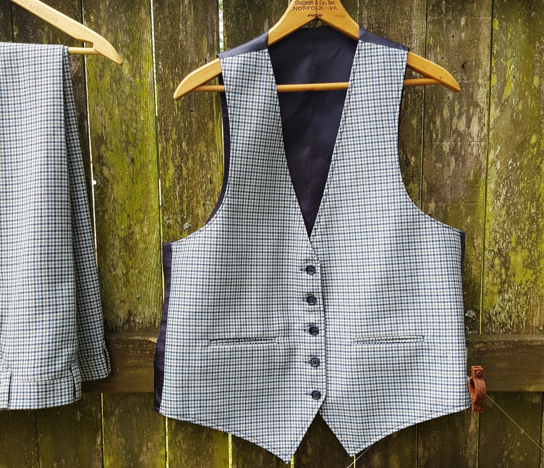 Mens Vintage Pants and Vest Set 70s Pants Vintage Vest Reversible Vest ...